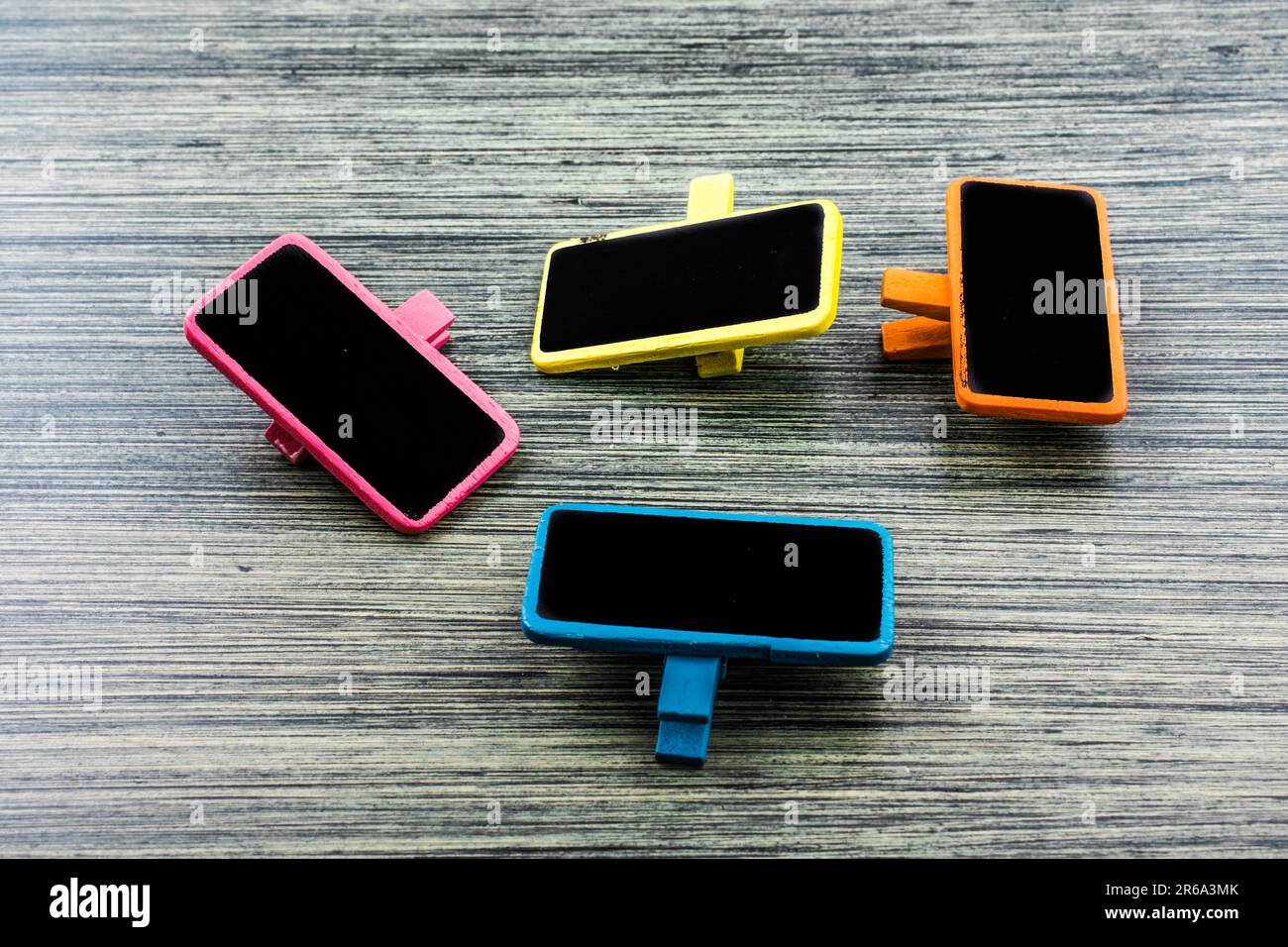 Various colors mini notice boards made of wood Stock Photo - Alamy