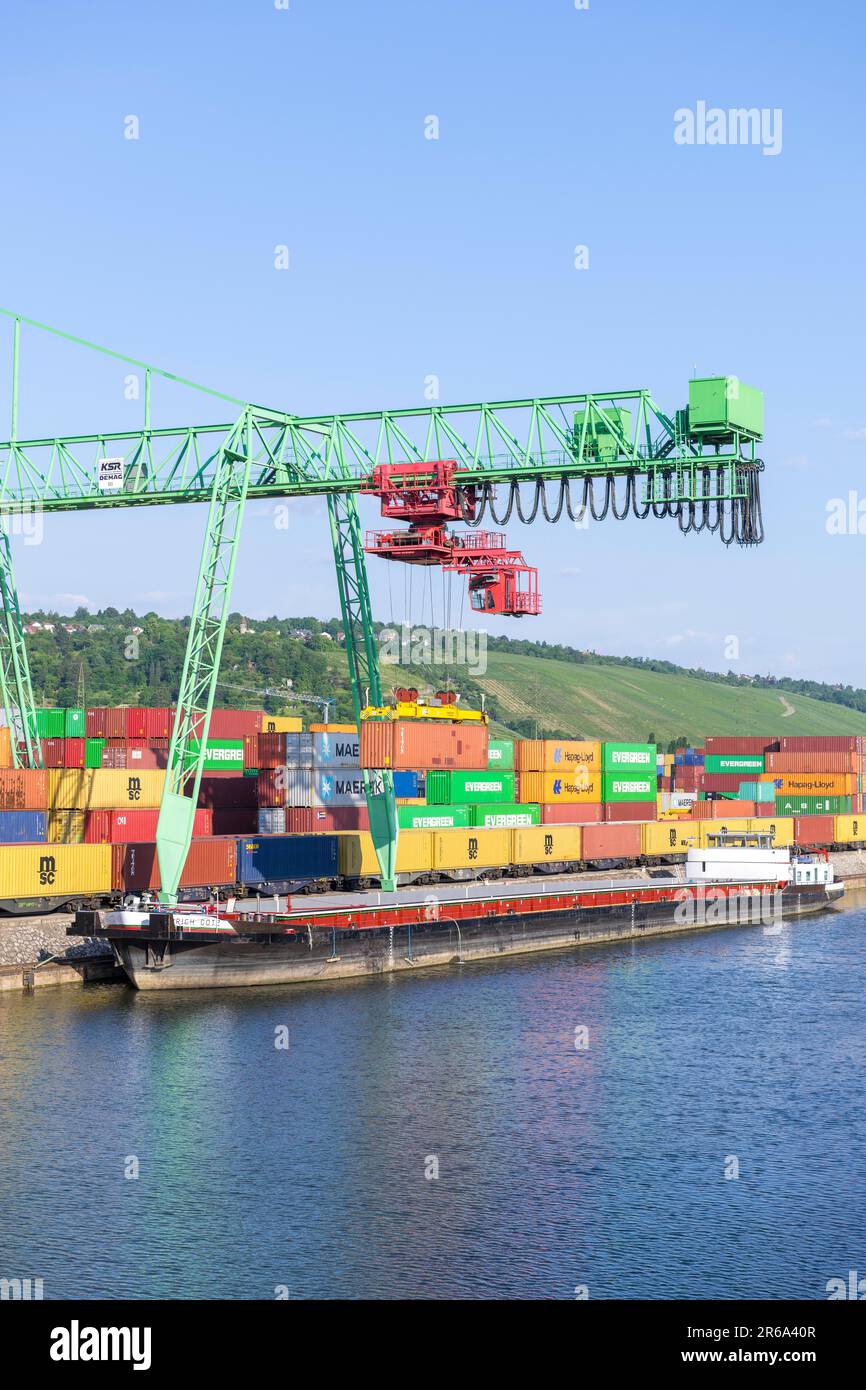 Container port Stuttgart, cargo ship, container, terminal, crane ...