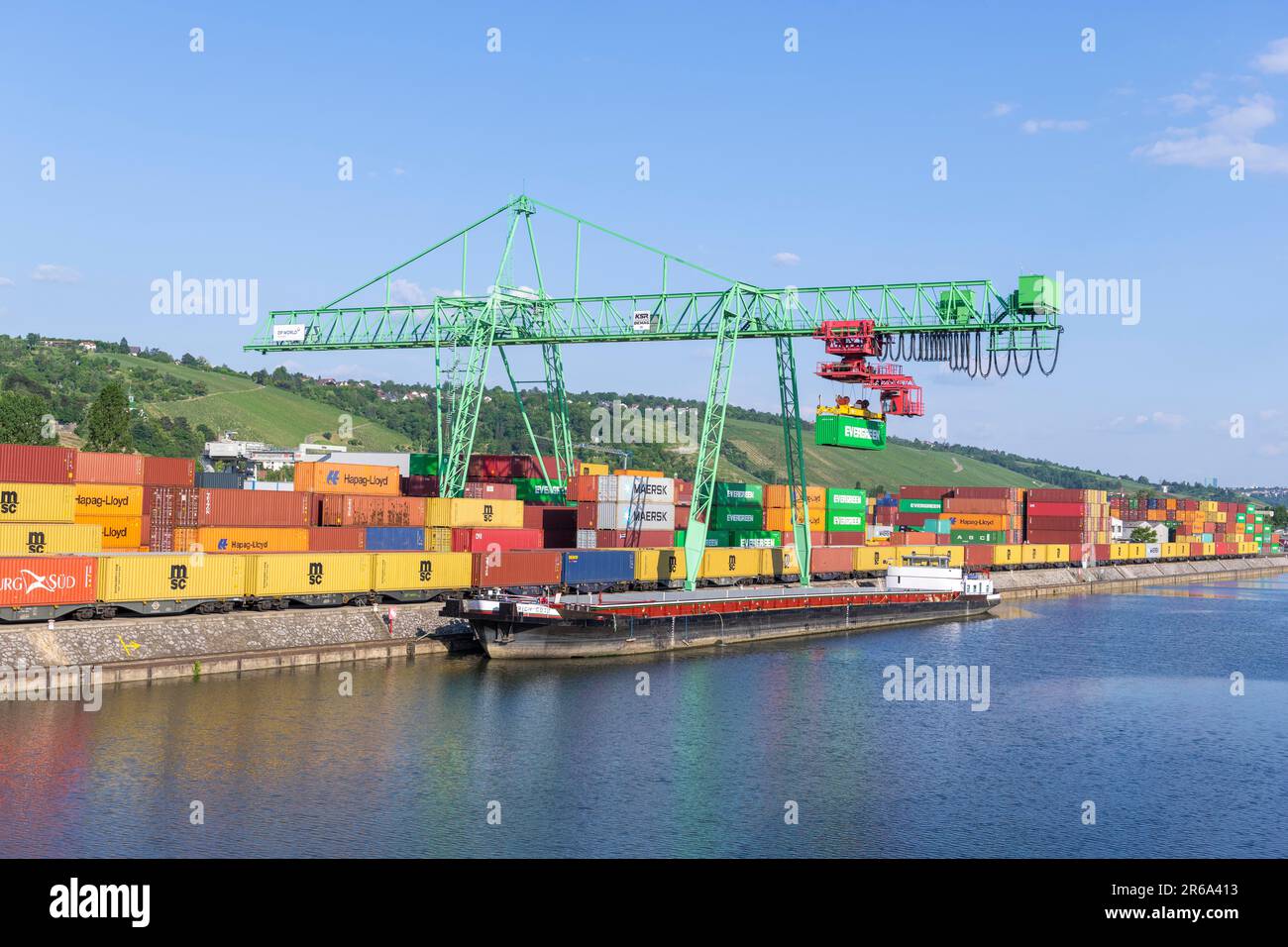 Container port Stuttgart, cargo ship, container, terminal, crane ...