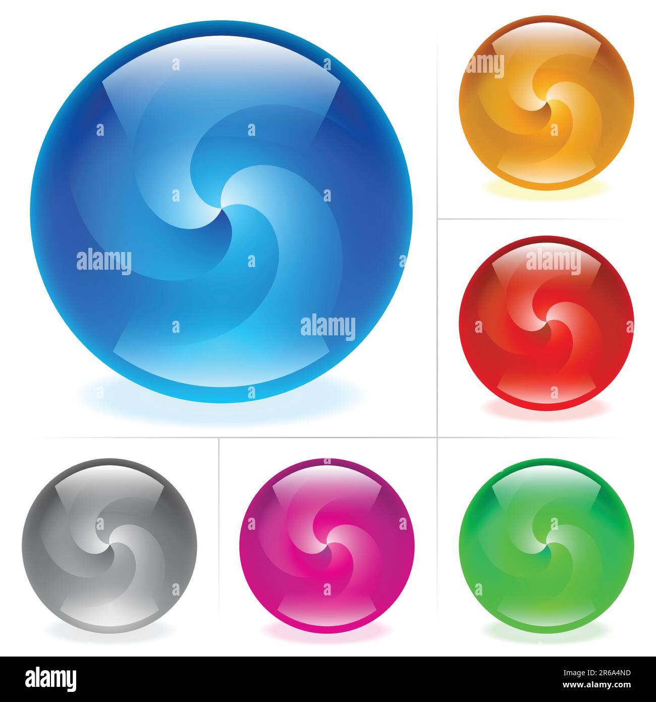 Collection of colorful glossy spheres isolated on white. Swirl Stock ...
