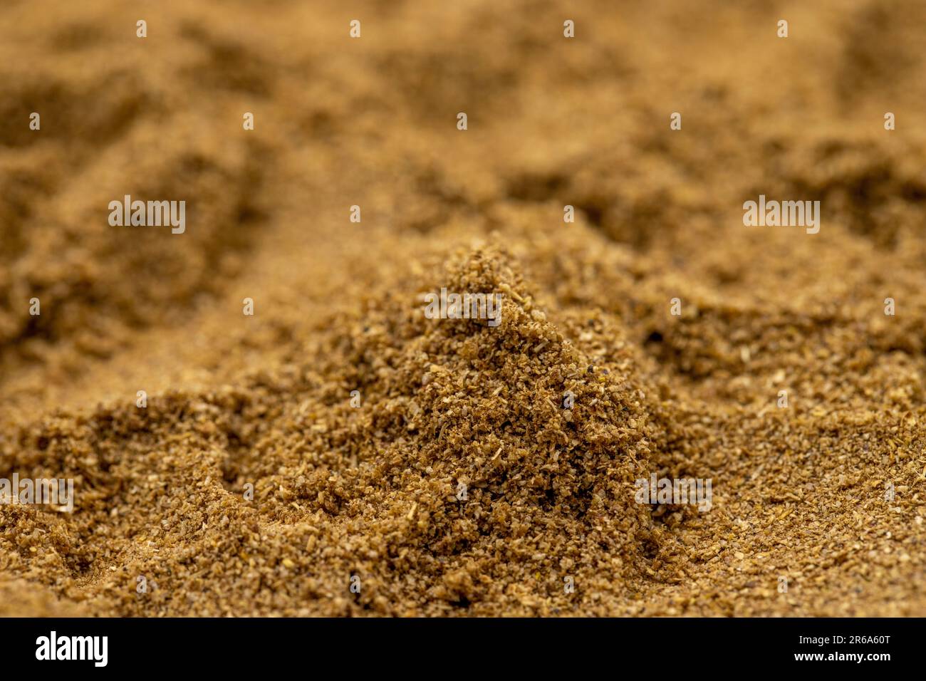 Pile of coriander powder as background, spice or seasoning as ...