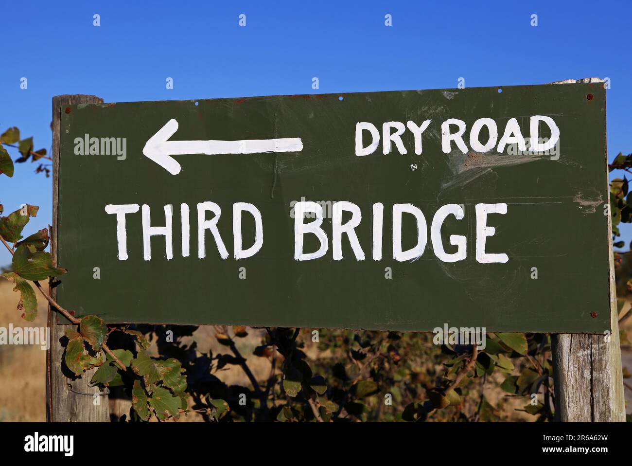 Signpost to Third Bridge at Moremi Game Reserve, Botswana, signpost to ...