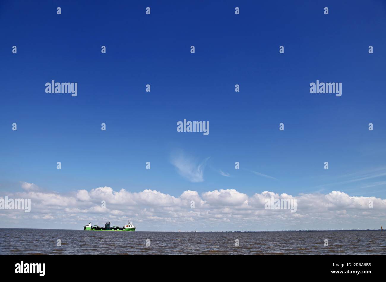 Elbe landscape with Tideway Rollingstone on the Elbe, landscape with ...