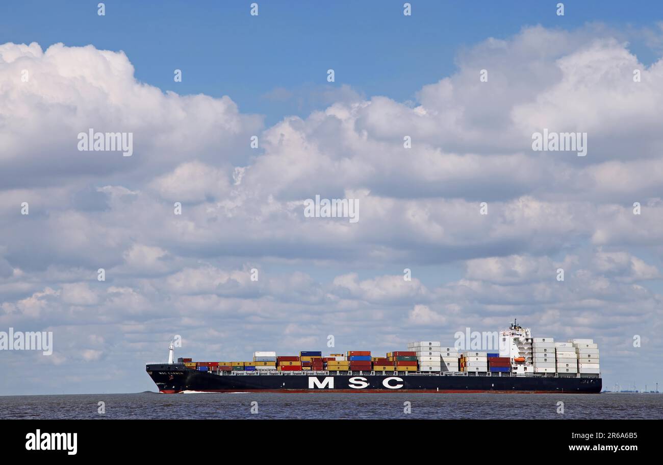 MSC Carmen on the Elbe, container ship MSC Carmen Stock Photo - Alamy