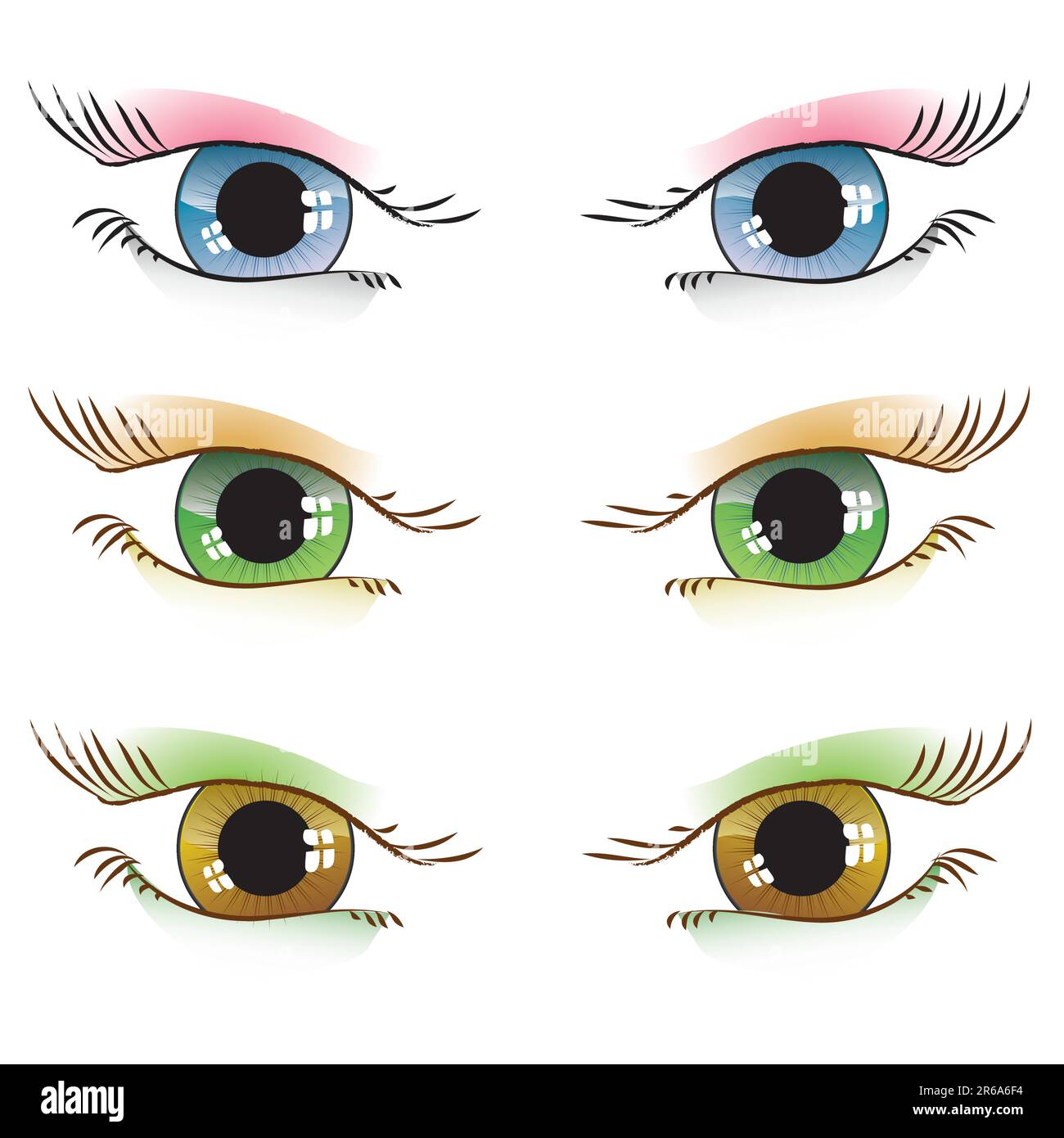 set of vector drawn eyes of different forms of color Stock Vector Image ...