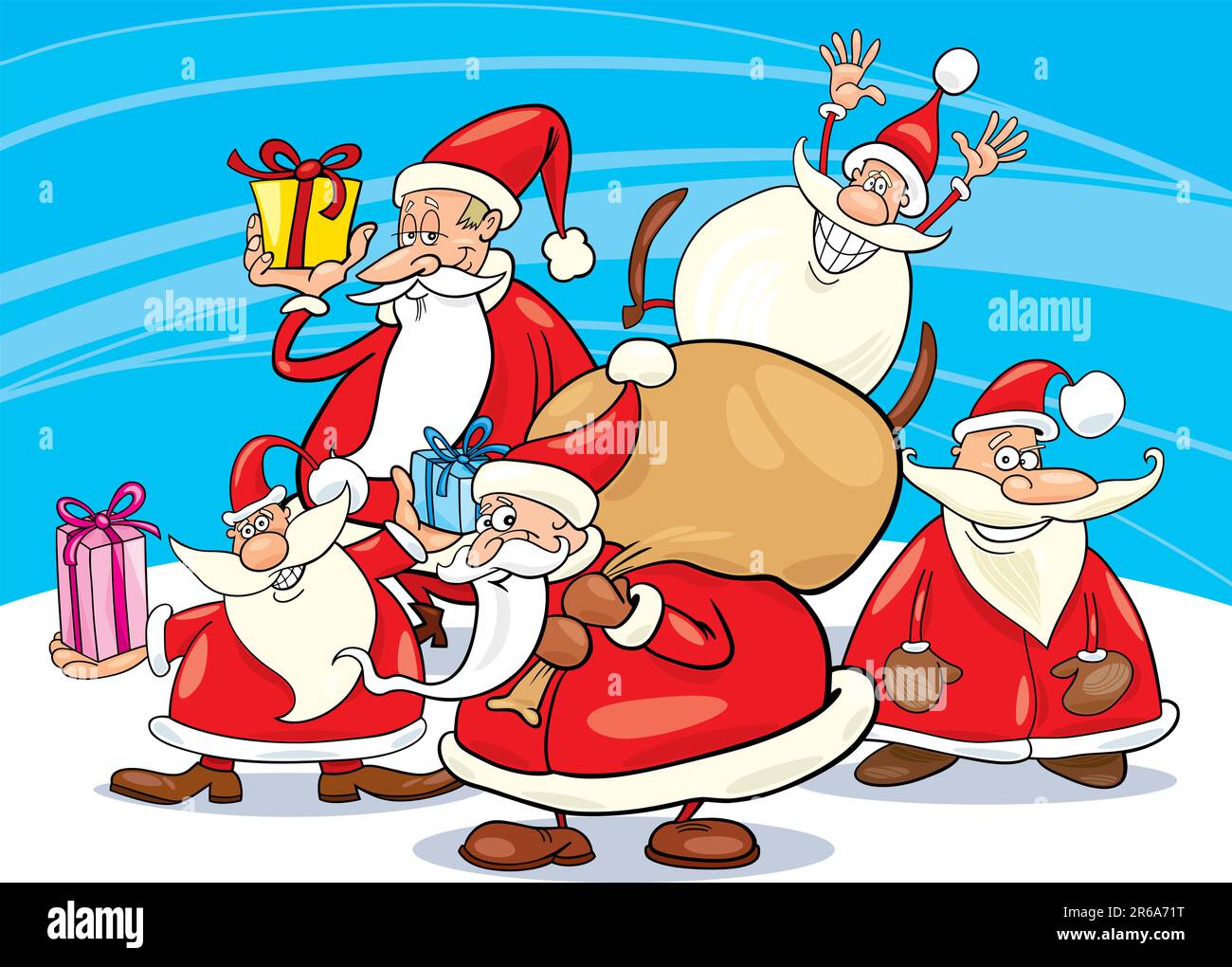 illustration of five santa clauses group Stock Vector Image & Art - Alamy