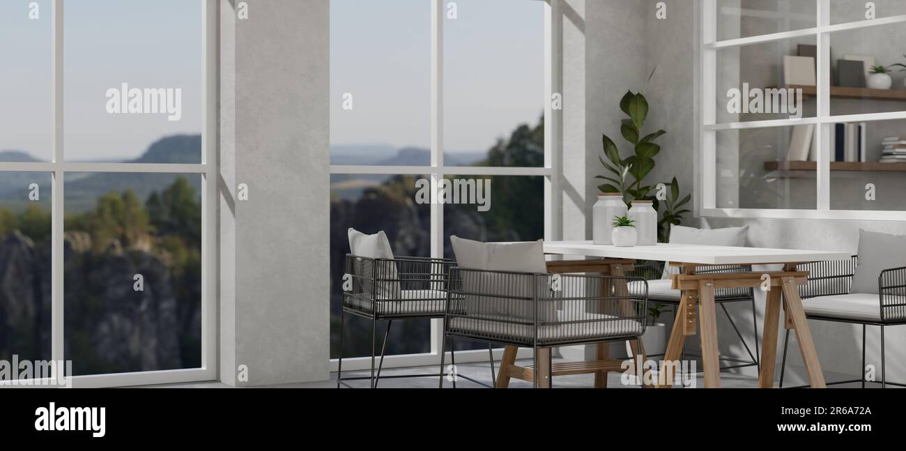 Interior design of a modern dining room or restaurant with a modern ...