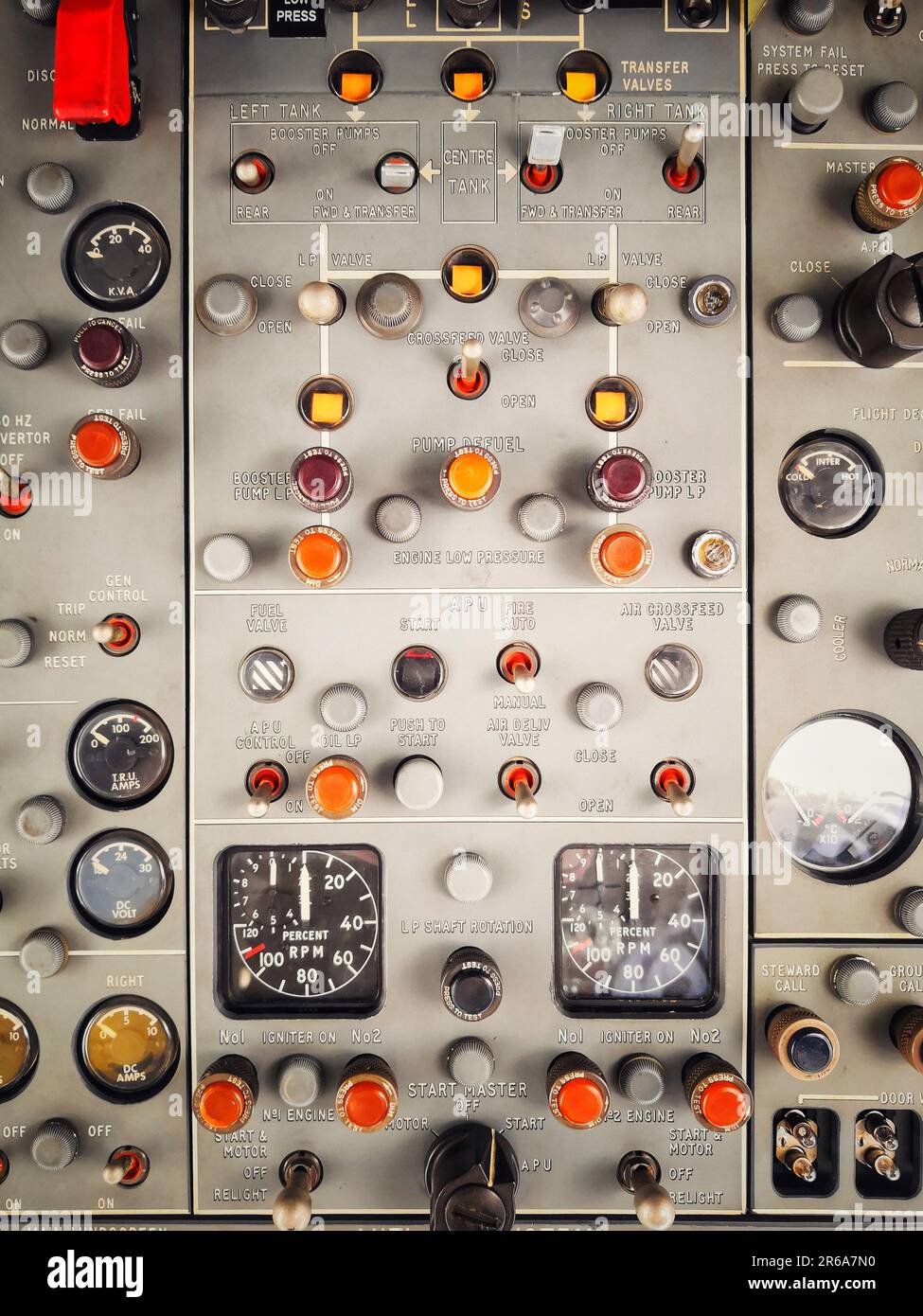 Close up shot of the control panel in a plane cockpit Stock Photo - Alamy
