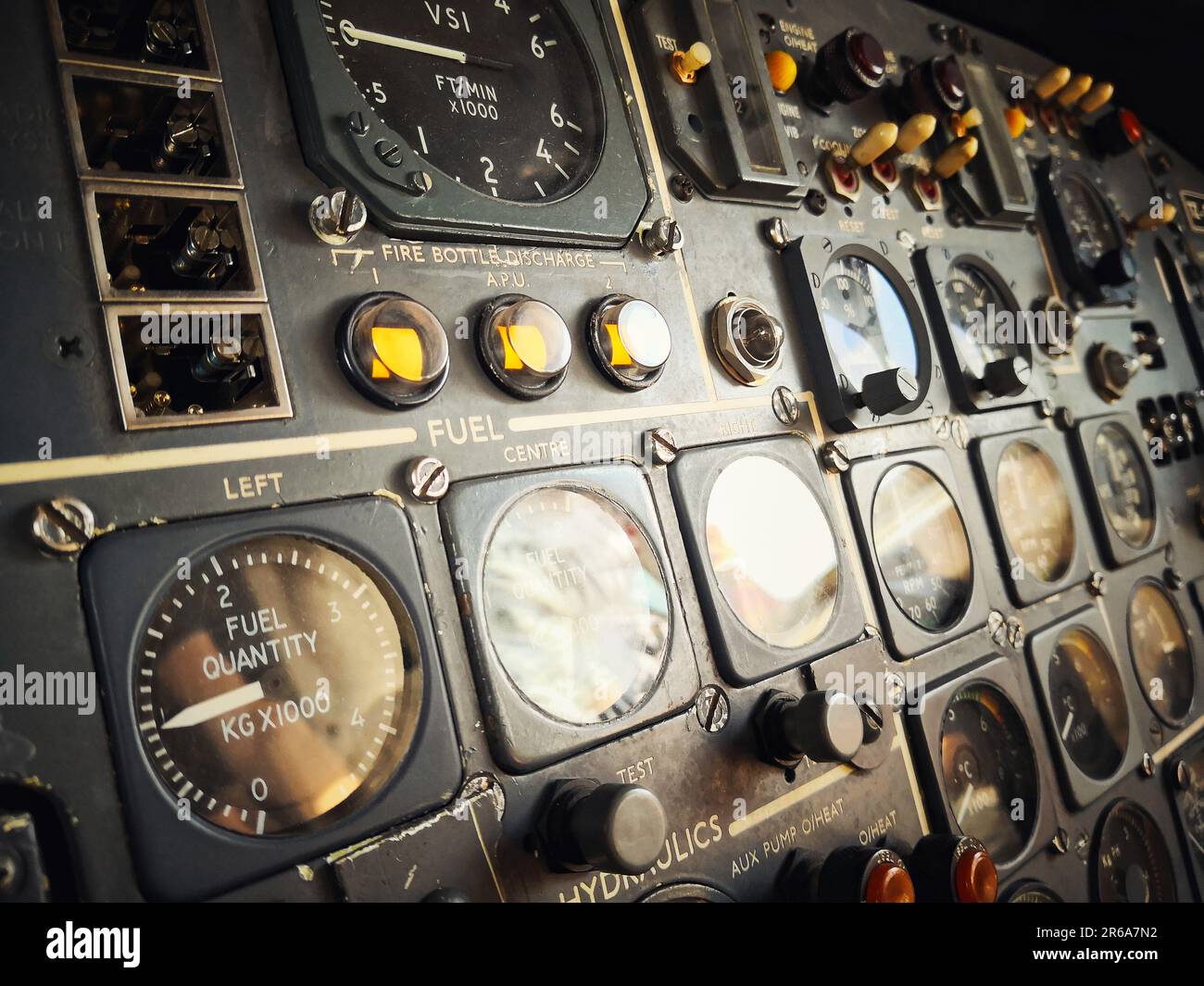 Close up shot of the control panel in a plane cockpit Stock Photo - Alamy