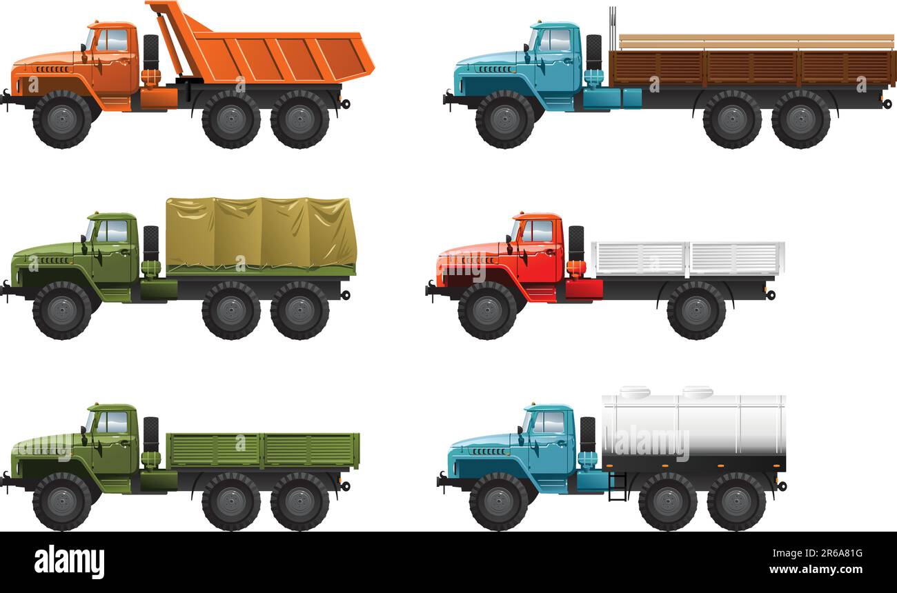 Vector color illustration of military truck . (Simple gradients only ...