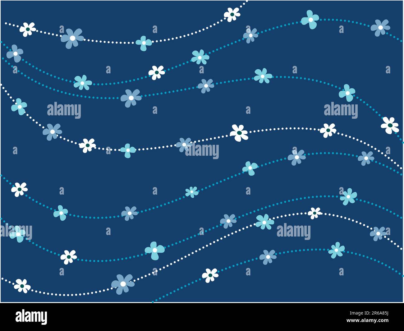 illustration of little flowers on dotted curvy lines Stock Vector Image ...