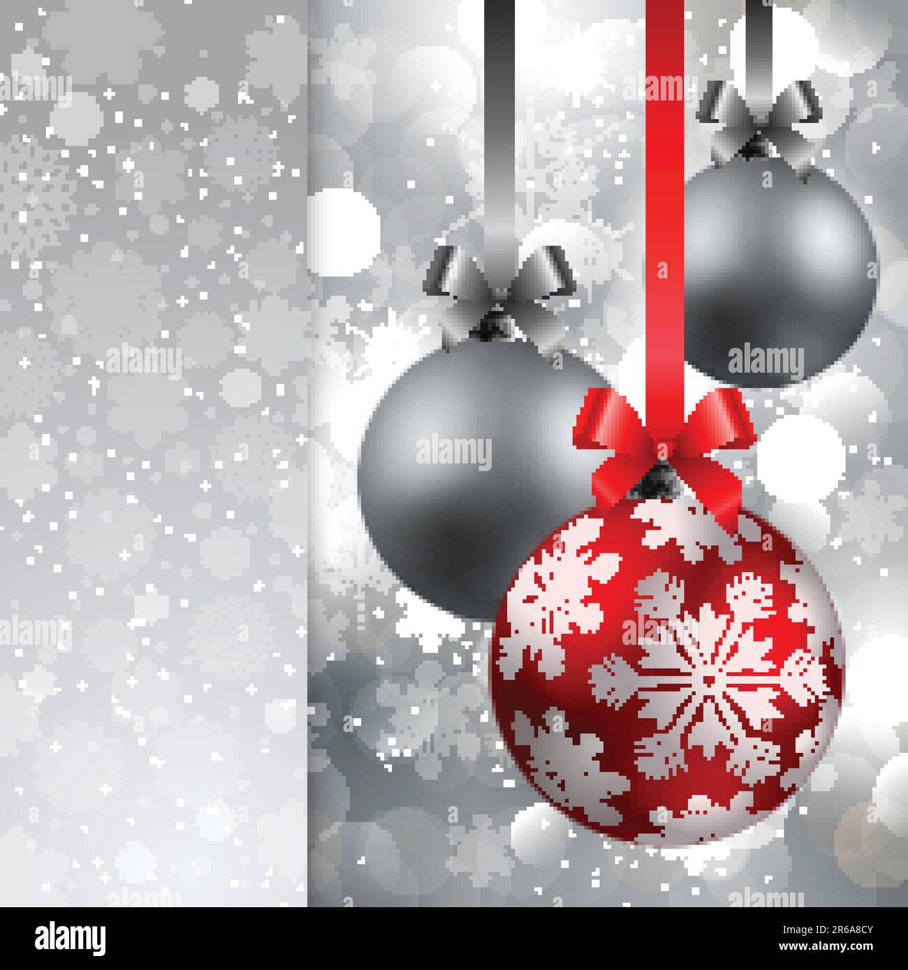 christmas background with red and silver baubles Stock Vector Image ...