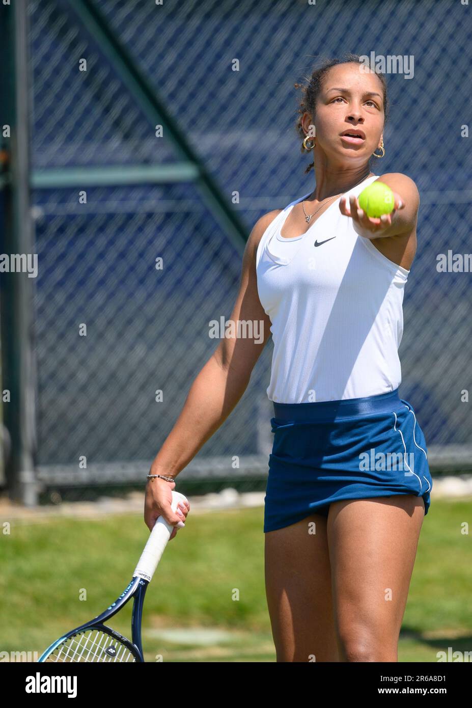 Sofia Johnson (GBR) playing in the first qualifying round of the Surbiton Trophy, London, 4th ...