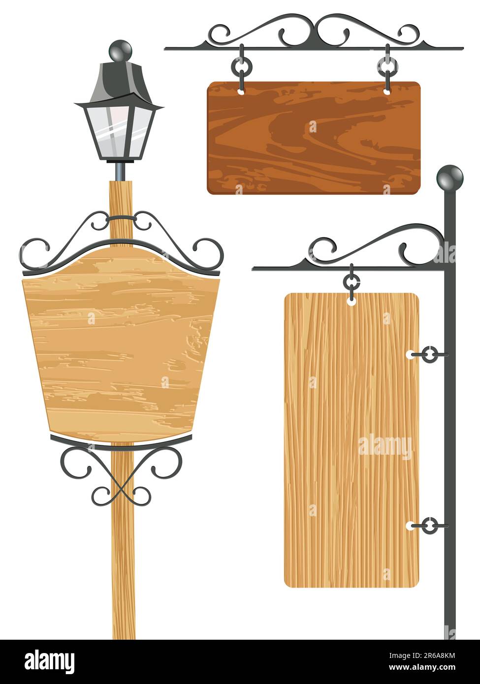 blank wooden signboard collection - vector illustration Stock Vector ...