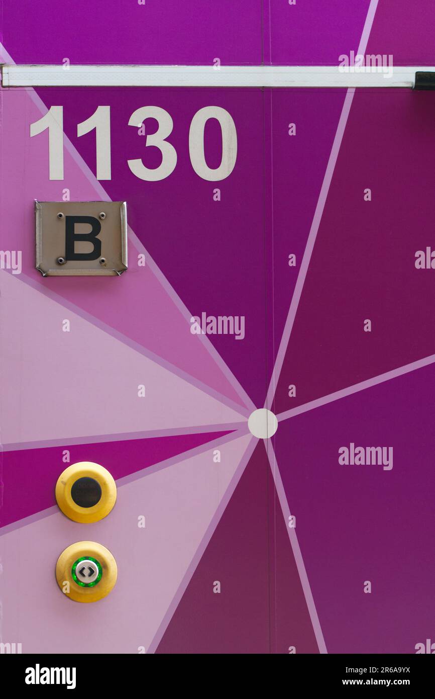 V Line train graphic signage and push button entry for regional rail ...