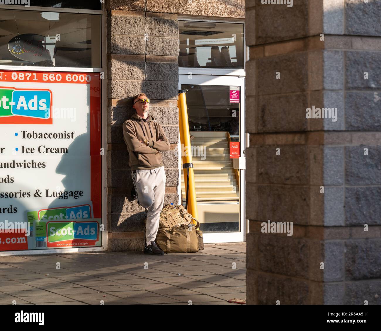 7 June 2023. Elgin Bus Station,Moray,Scotland. This is a man wearing ...
