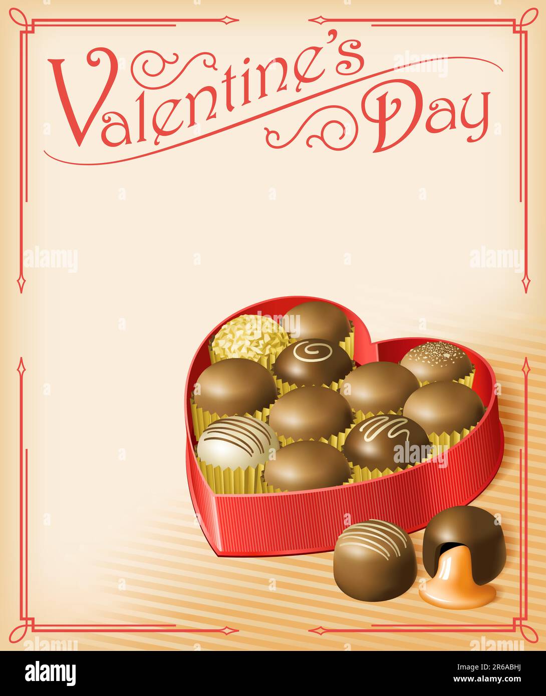 Vector illustration of a heart-shaped Valentine's box of chocolates, in ...