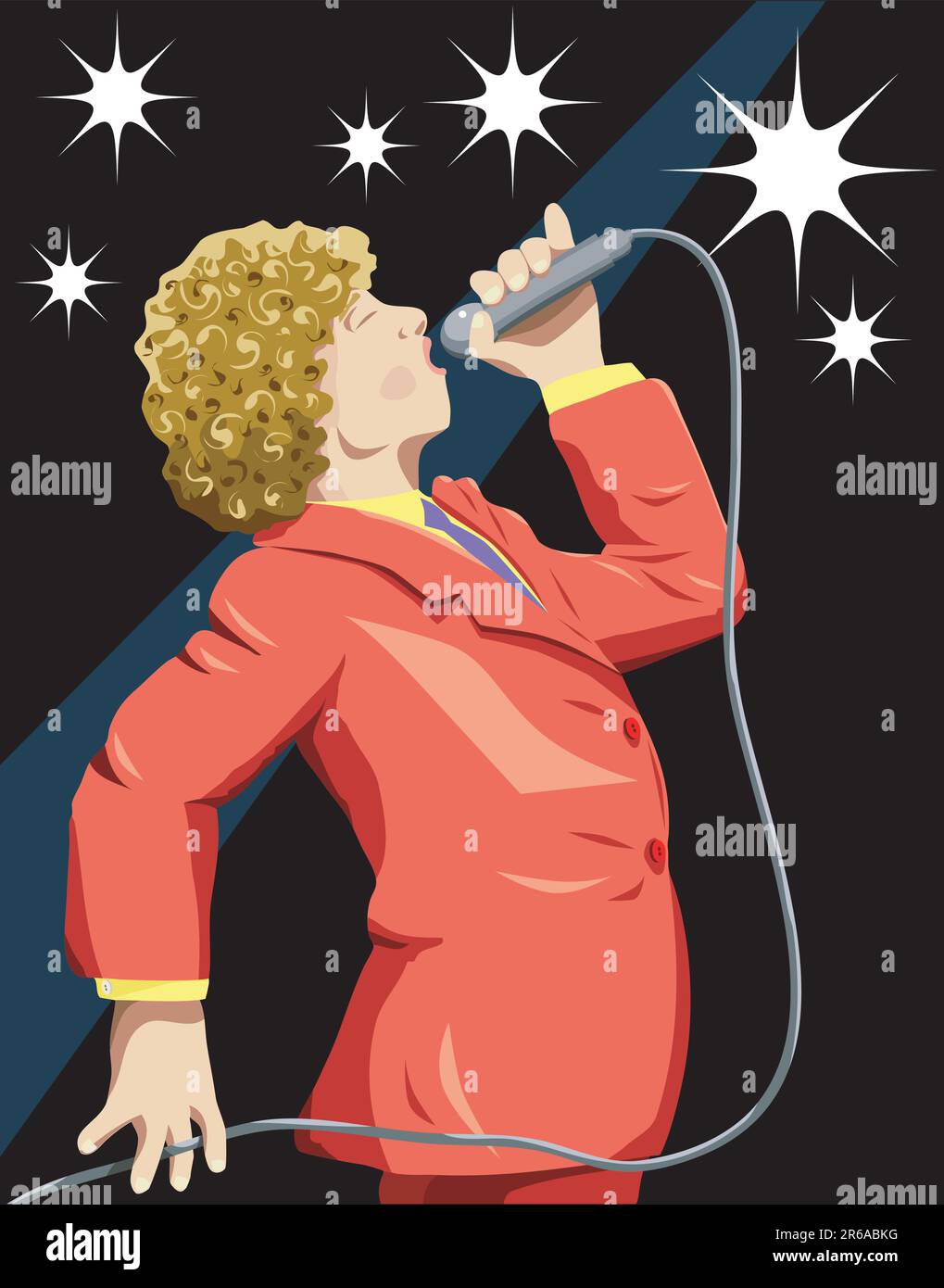 Vector illustration of a singer on stage with background as a separate ...