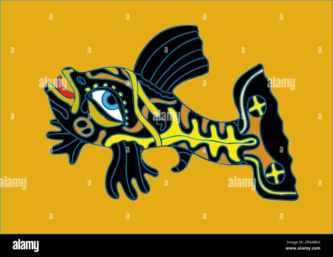 Abstract black-yellow fish - the vector image This image is a vector ...