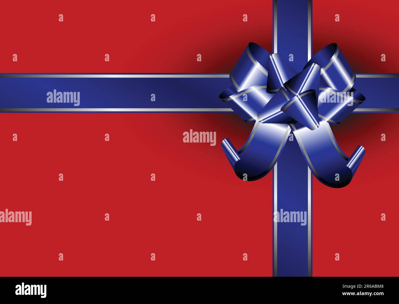 Blue ribbon with silver lines on a red package Stock Vector Image & Art ...