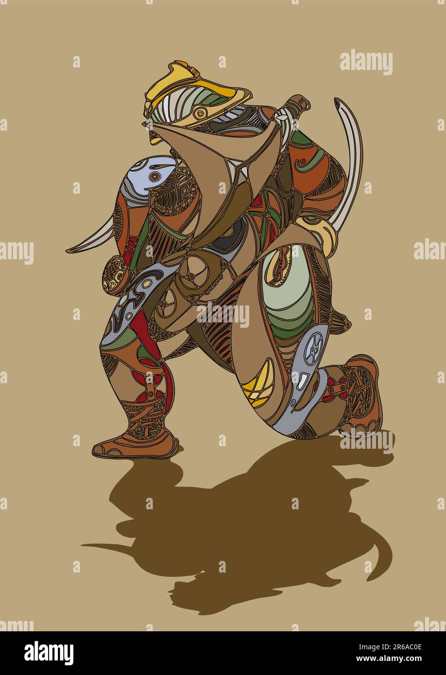The man-soldier in a medieval knightly armour - the vector image. This ...