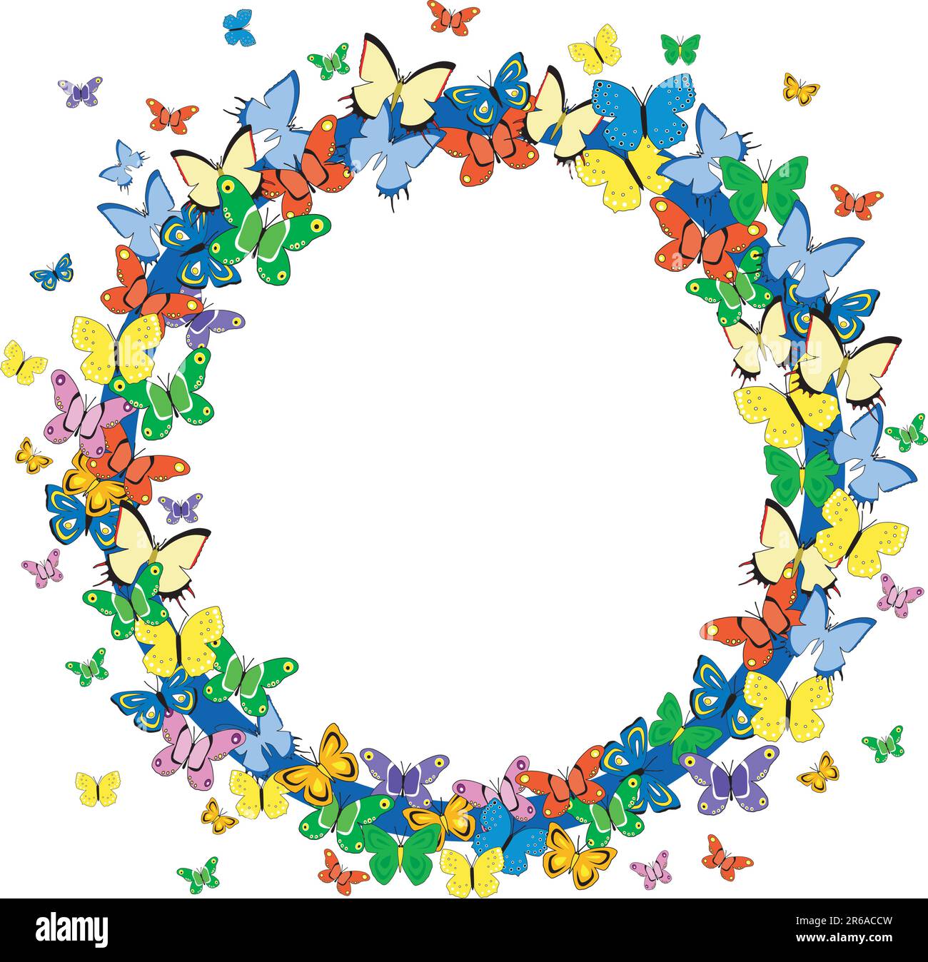 Circular vector frame of flying butterflies Stock Vector Image & Art ...