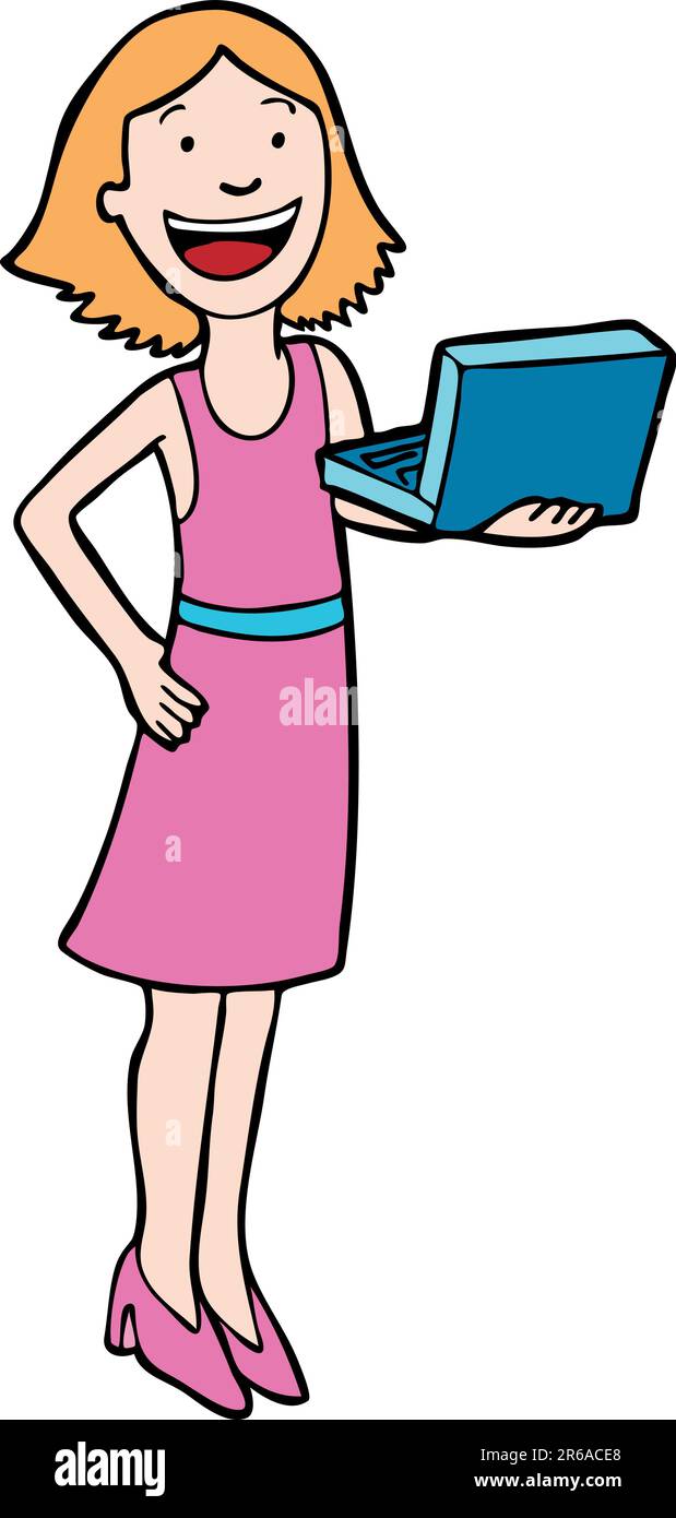 Laptop woman girl computer Cut Out Stock Images & Pictures - Alamy