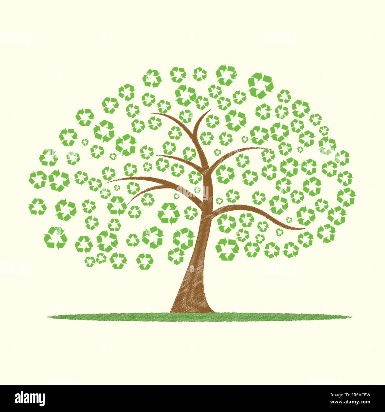 illustration of vector tree with recycle symbol as leaves Stock Vector ...