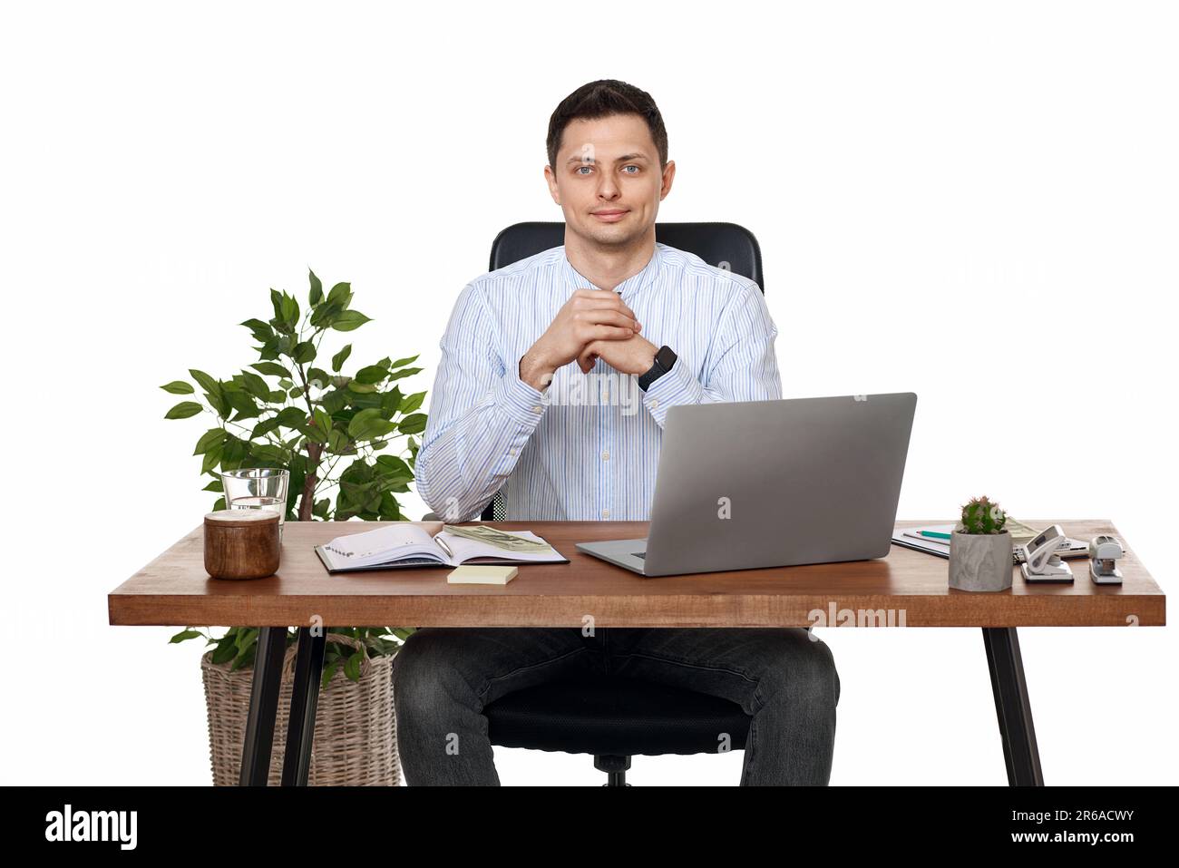 Businessman sitting desk work typing Cut Out Stock Images & Pictures ...