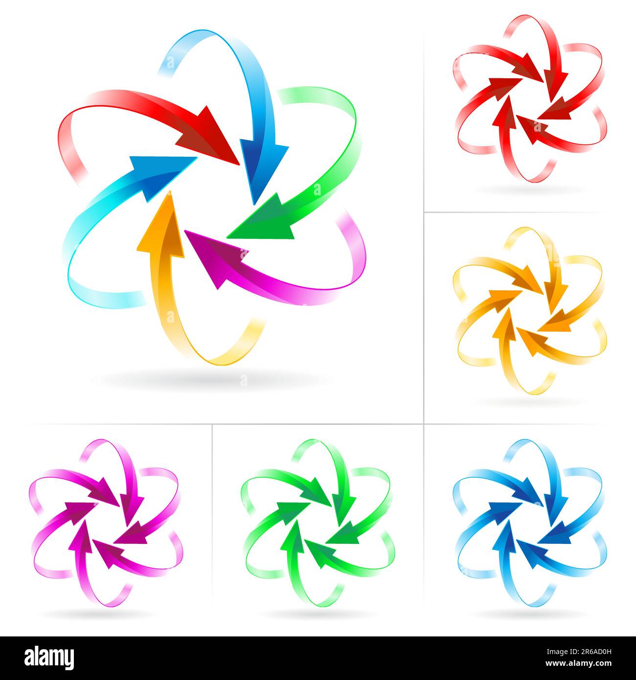 Set #8 of different colored arrow circles isolated on the white Stock ...