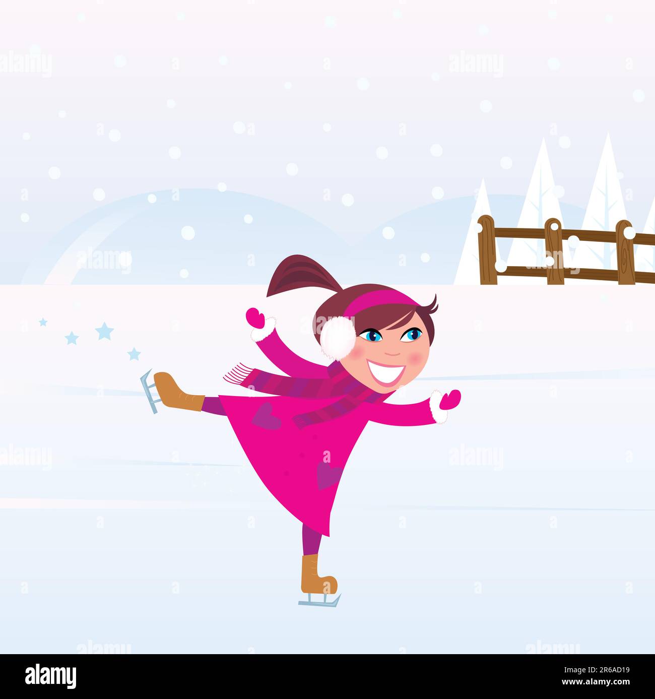 Vector illustration of little Girl training Ice figure skating Stock ...