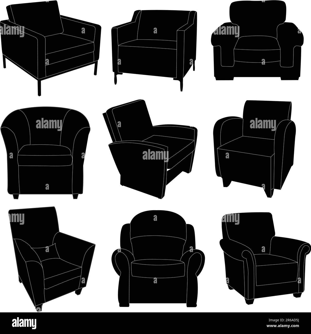 armchairs collection silhouettes - vector Stock Vector Image & Art - Alamy