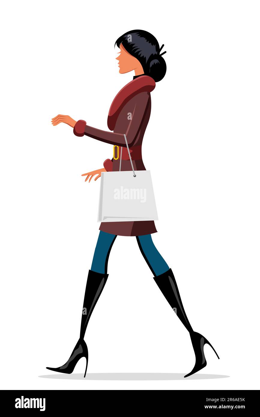 illustration of fashionable lady on white background Stock Vector Image ...
