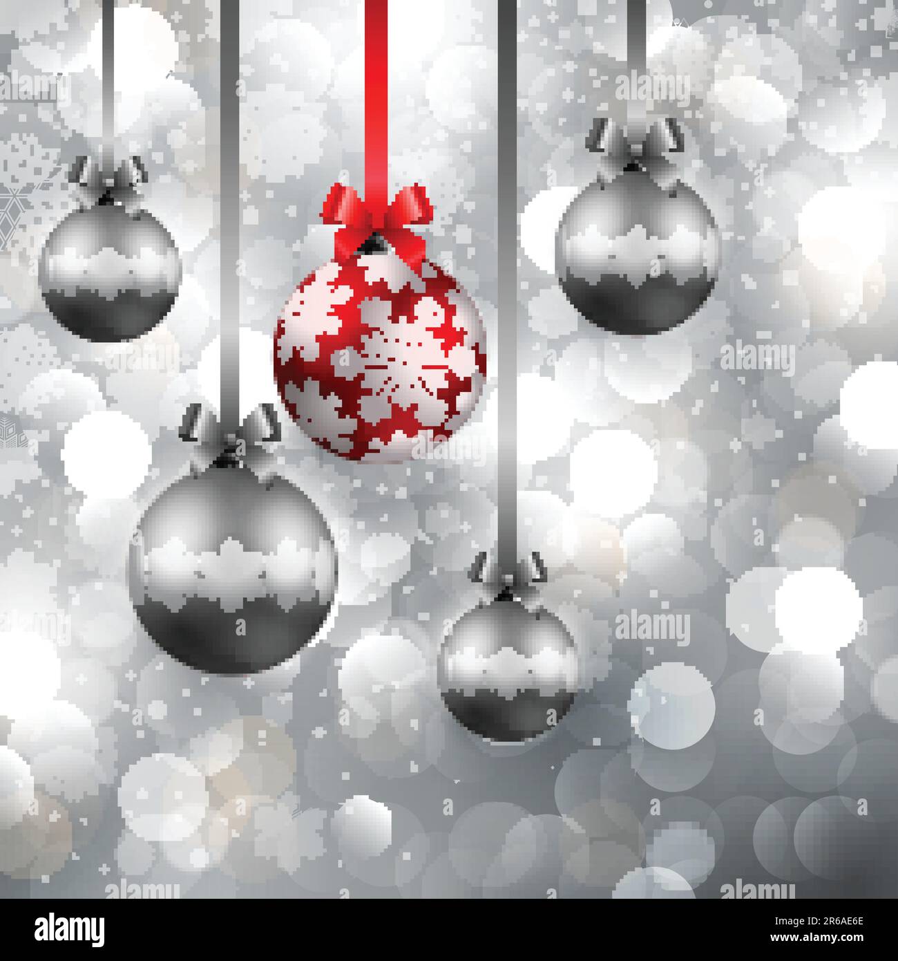 christmas background with red and silver baubles Stock Vector Image ...