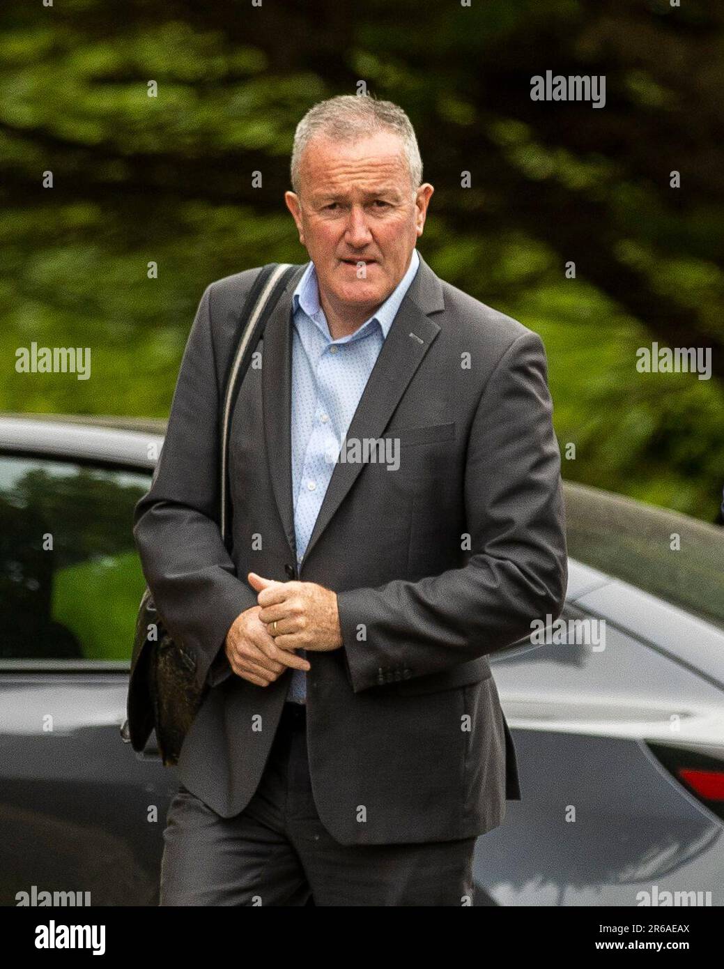 Sinn Fein's Conor Murphy arriving at Castle Buildings, Stormont in Belfast, to meet the head of ...