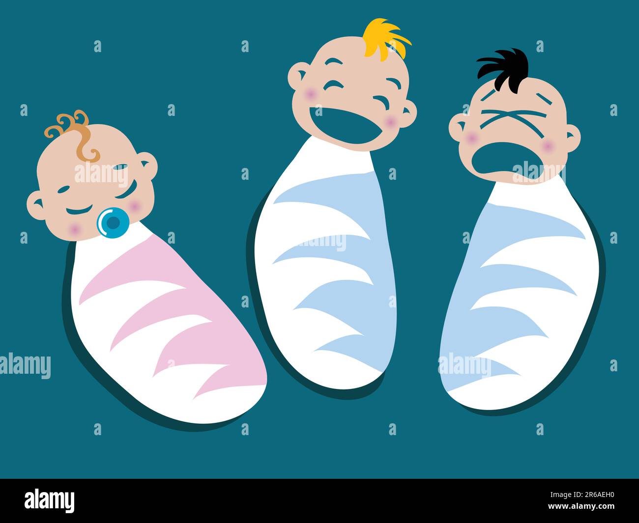 illustration of three babies crying laughing and sleeping Stock Vector ...
