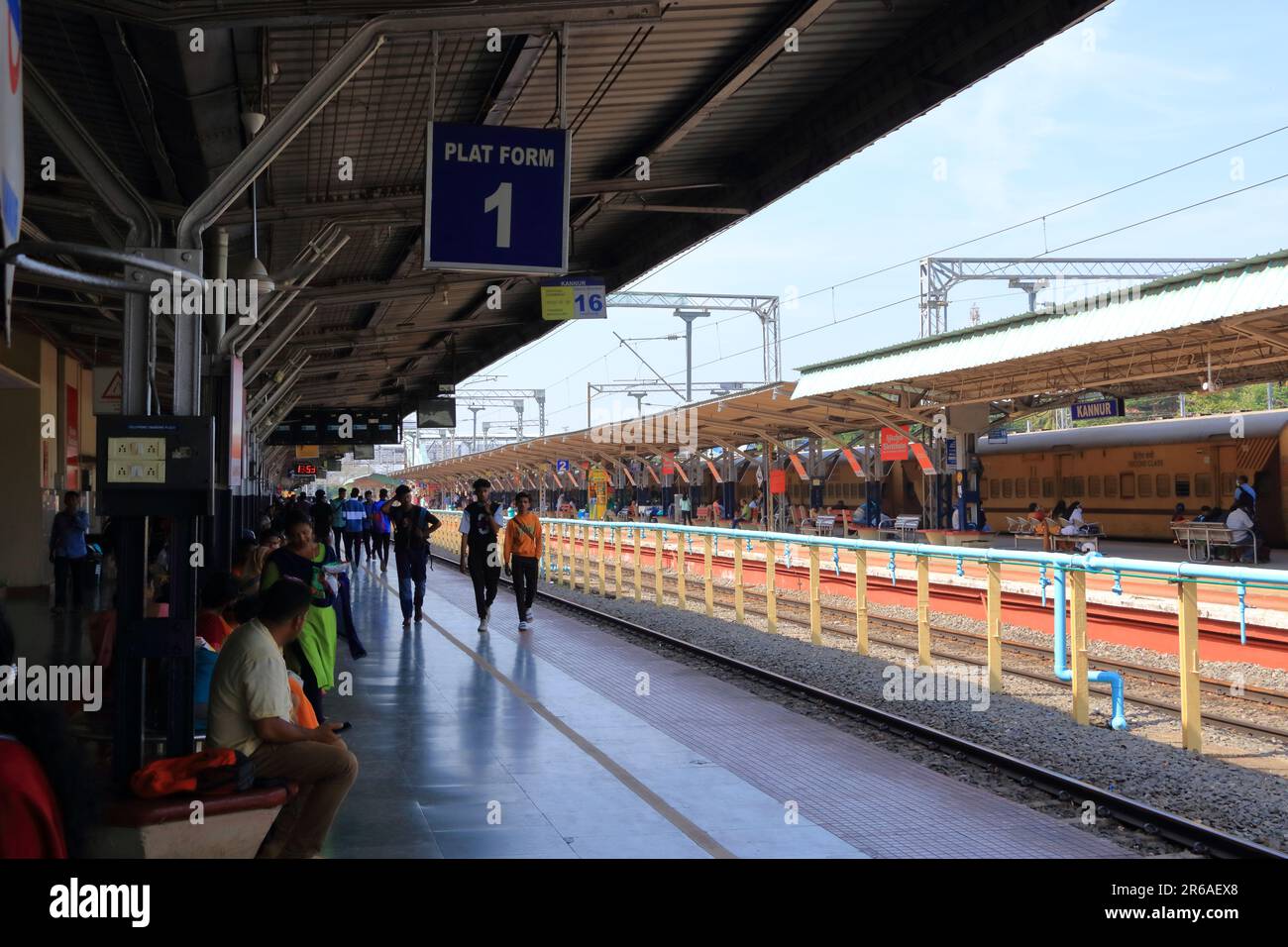 December 30 2022 - Kannur, Kerala in India: People waiting for the Train at Railway station in ...