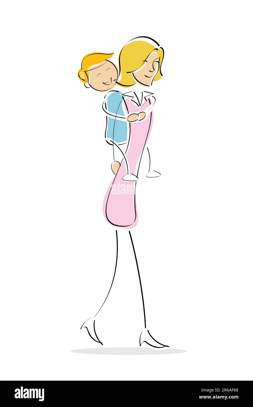 Female child on back Stock Vector Images - Alamy