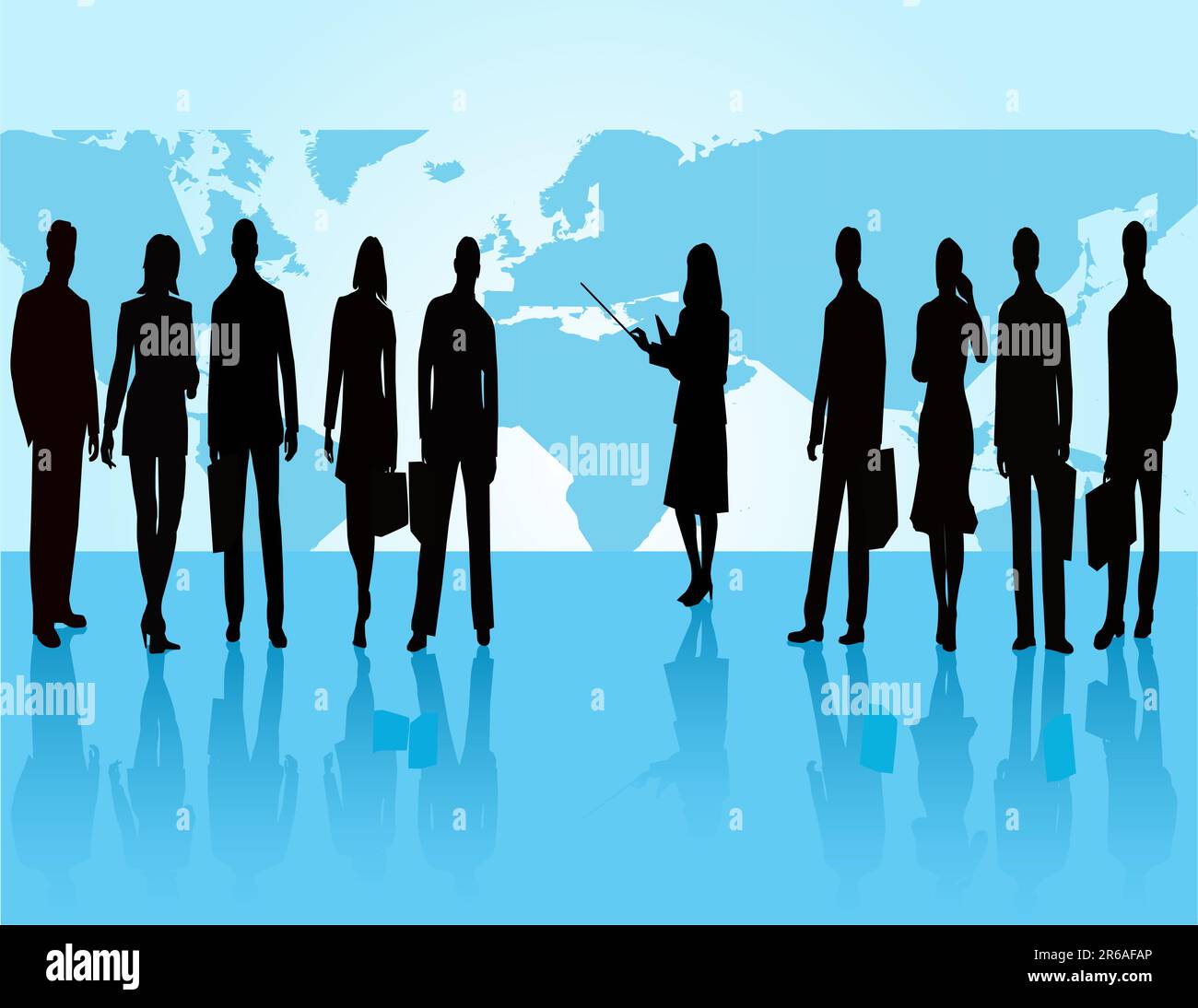 Business Team Manager Introducing Project - vector silhouette ...