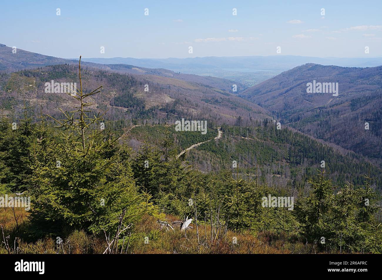 Landscape in Silesian Beskid mountains range near european Szczyrk town ...