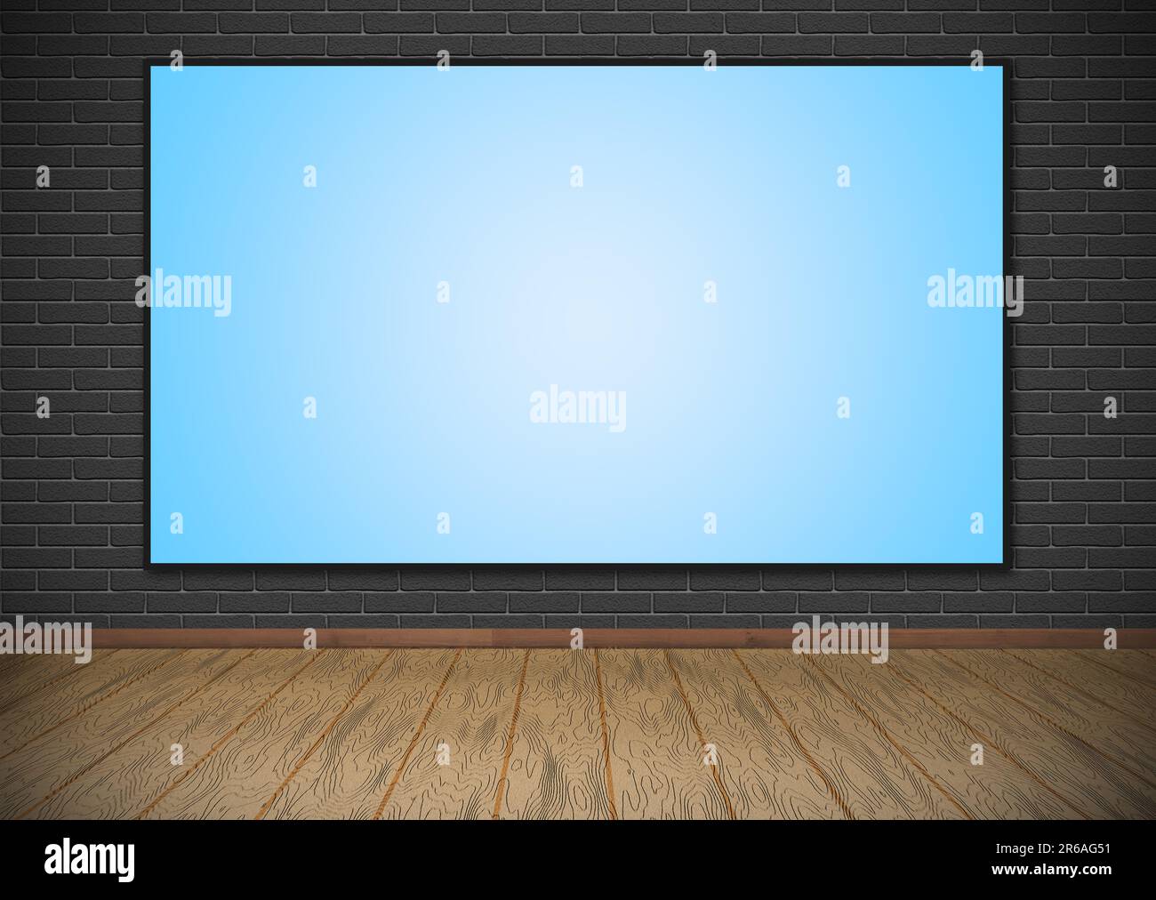 blank plasma panel hanging on brick wall Stock Photo - Alamy