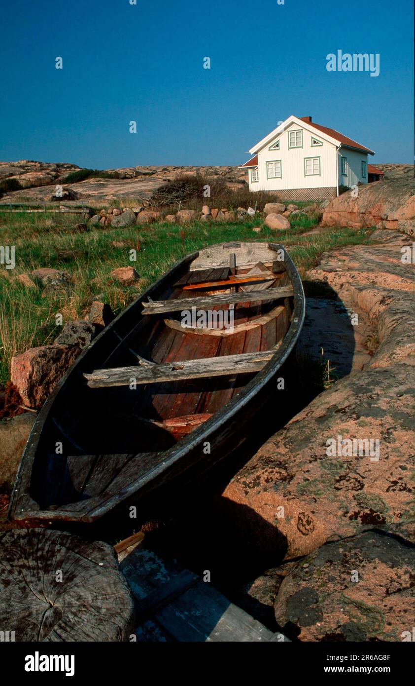 Old Boat and little house, Ramsvikslanding, Bohuslan, Sweden, Old boat ...
