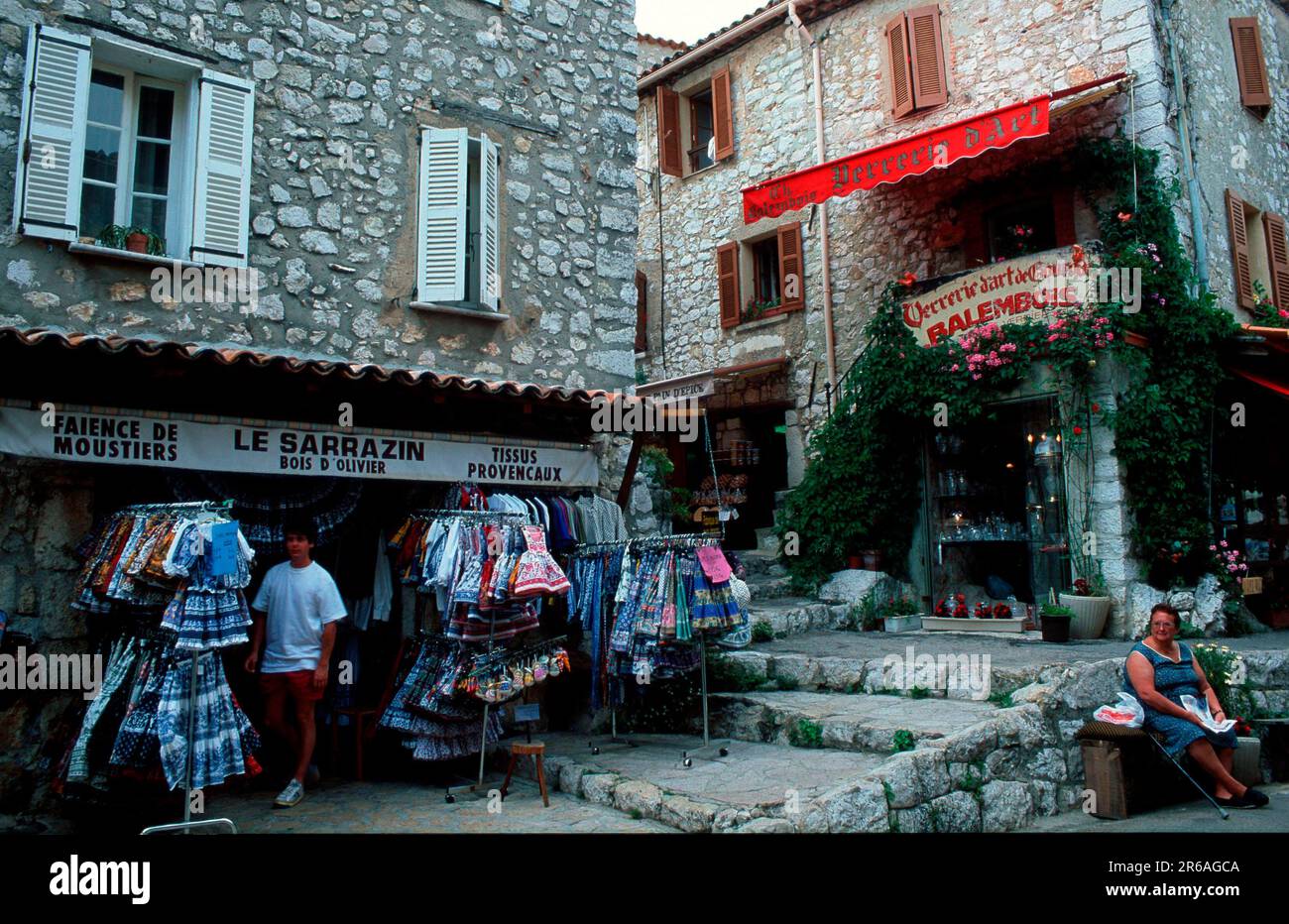Alley and shops in Gourdon, Provence, South of France, alley and shops ...