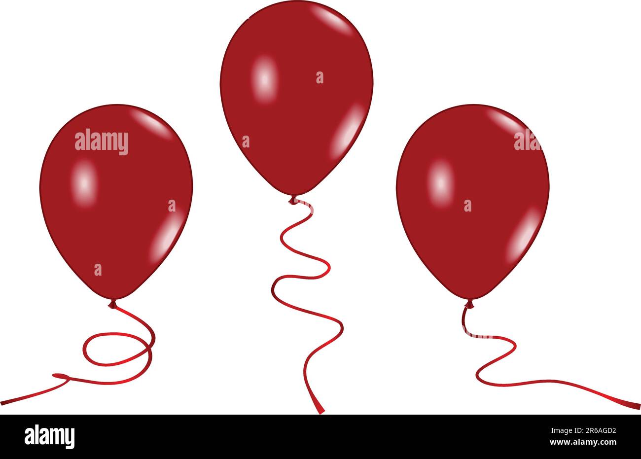 Realistic illustration of three red balloons. Vector Stock Vector Image ...