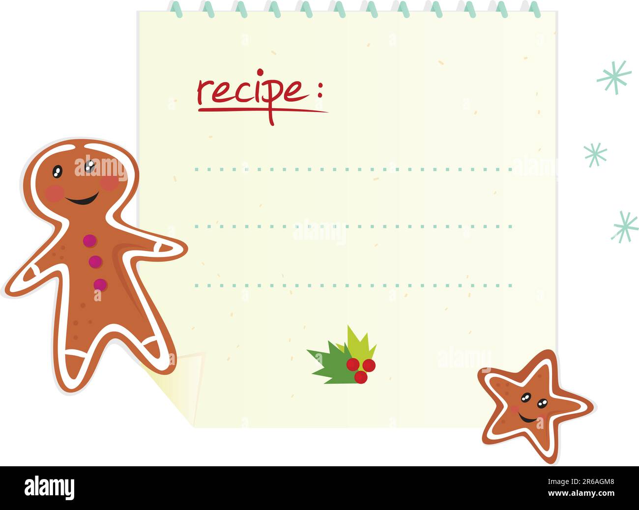 Christmas recipe with cookies isolated on white background. Write your ...