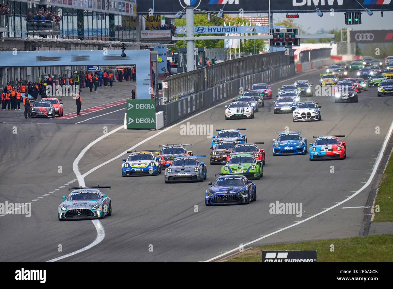 Start of the 24-hour race at the Nuerburgring race track Nuerburg ...