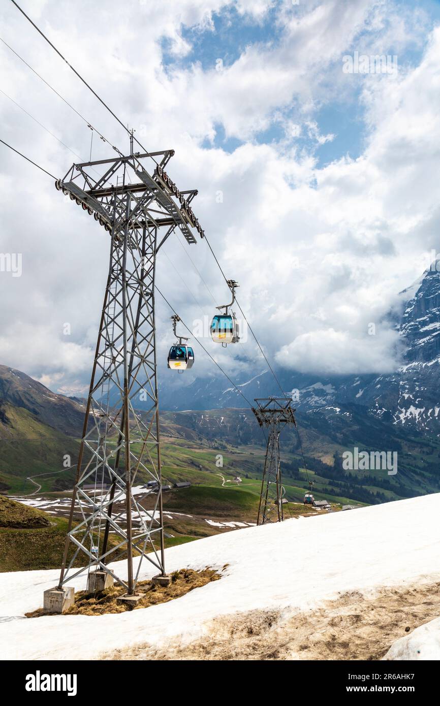 First Gondola Cable Car (Firstbahn) going up to the First mountain ...