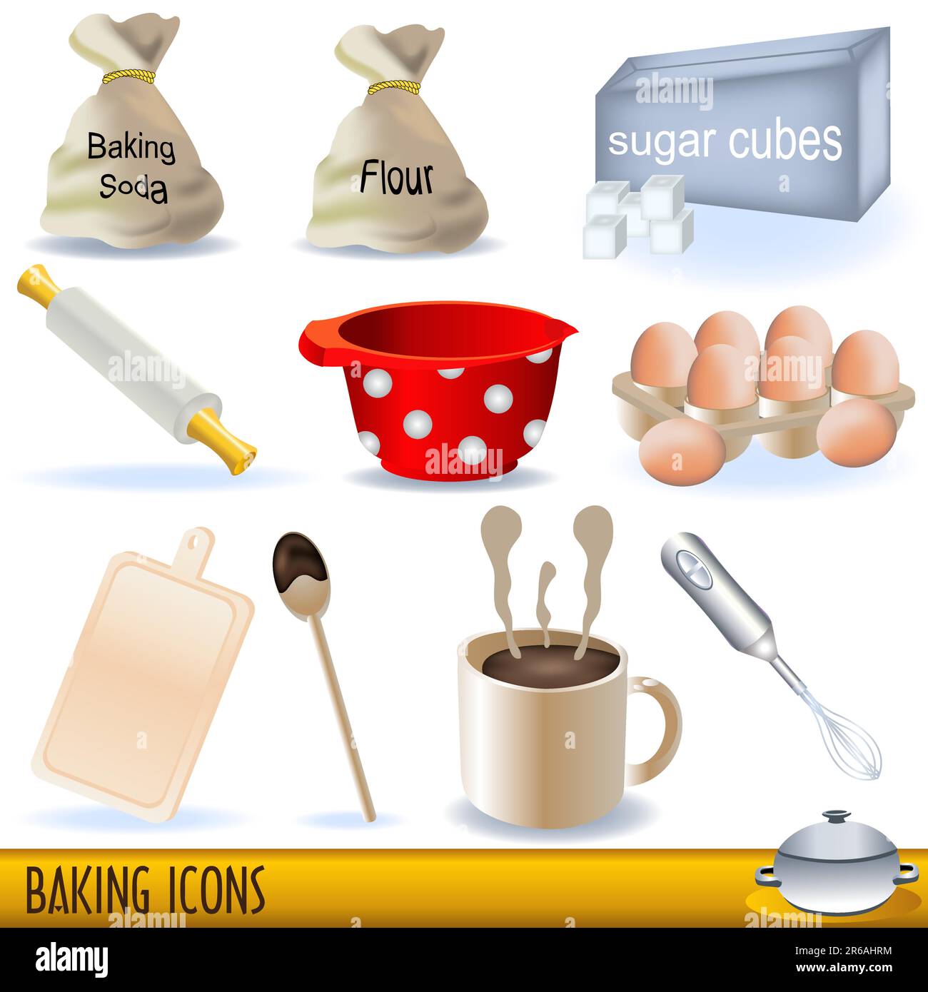 Set of colored illustration of baking icons Stock Vector Image & Art ...