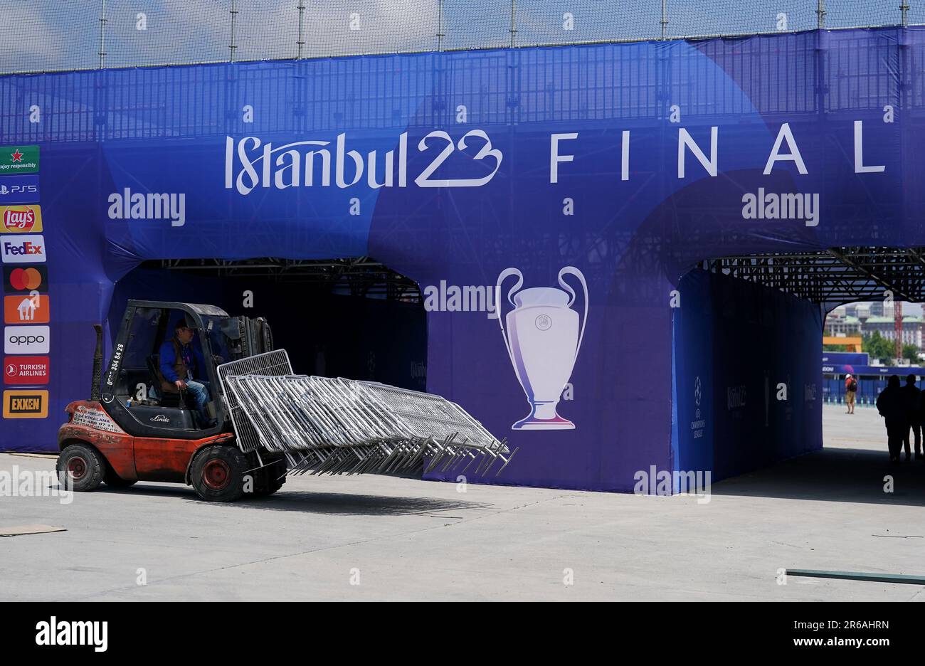 Final preparations are done at the Ataturk Olympic Stadium in Istanbul ...