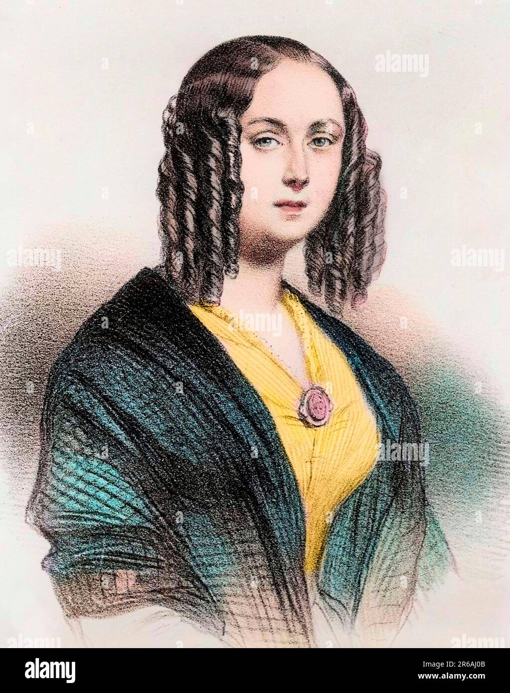 Portrait de Louise Colet poétesse et femme de lettres française. 1810 ...